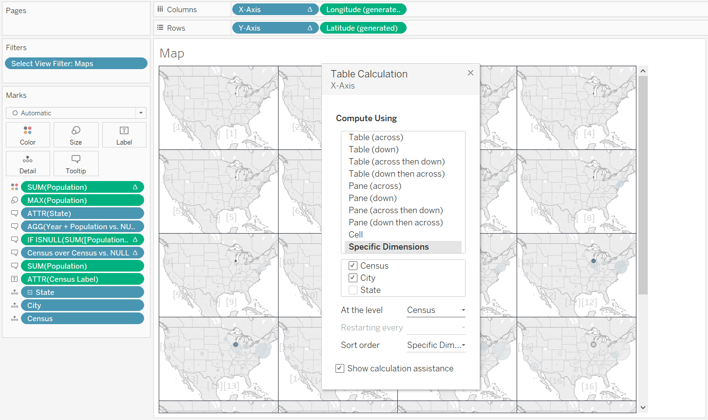 How to Make Trellis / Tile / Small Multiple Maps in Tableau