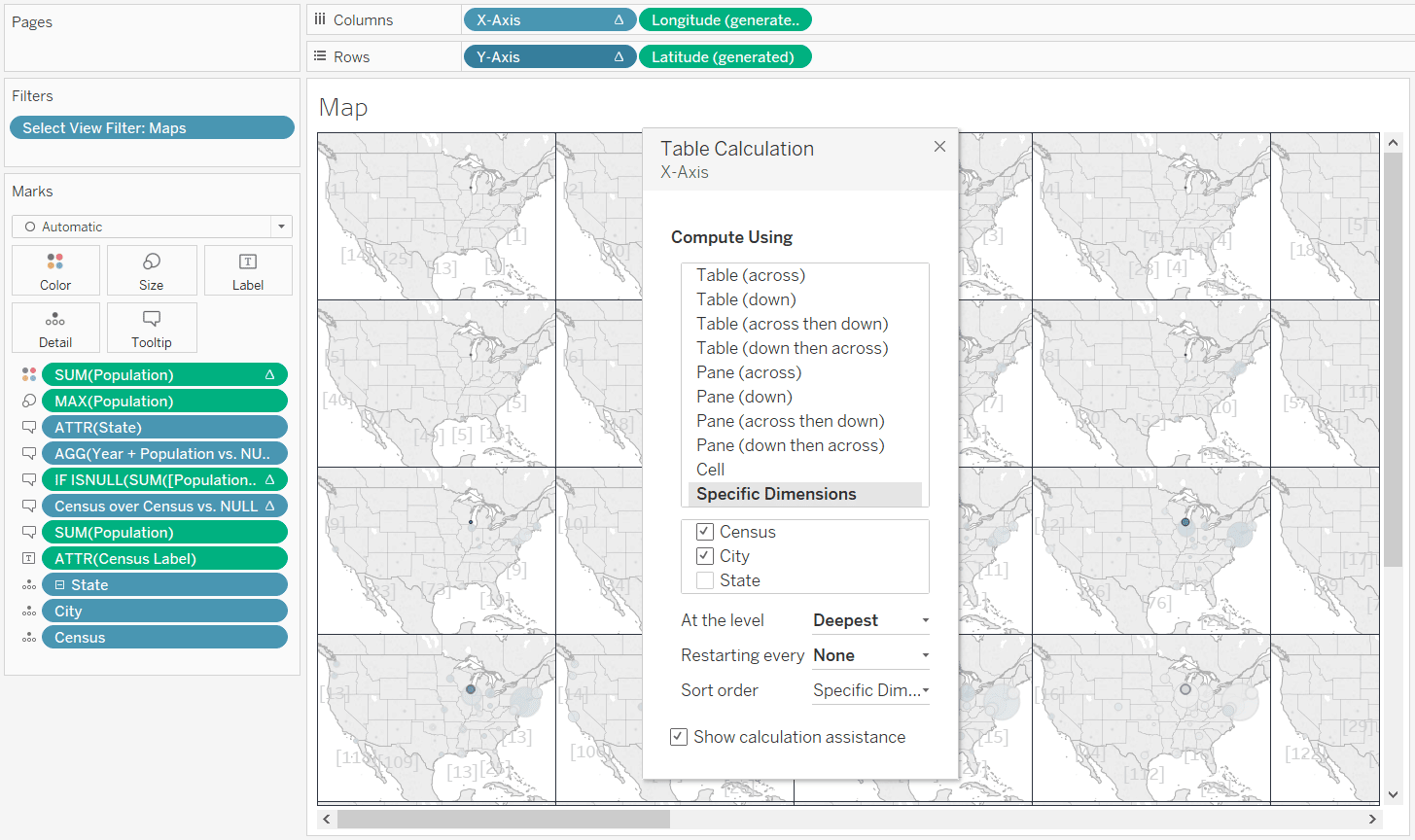 How to Make Trellis / Tile / Small Multiple Maps in Tableau