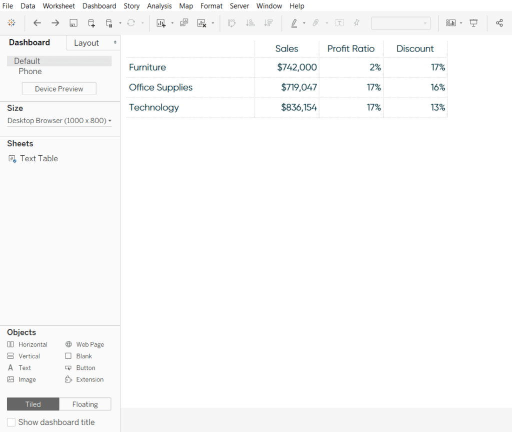 How to Drill into a Single Row of a Text Table in Tableau