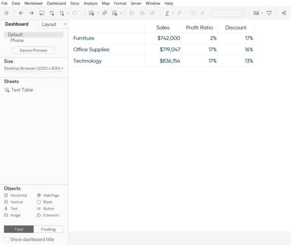 How to Drill into a Single Row of a Text Table in Tableau