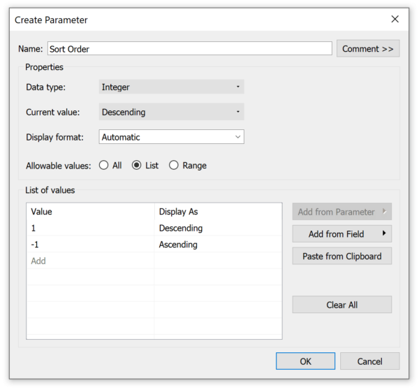 How to Change Sort Order with Buttons in Tableau