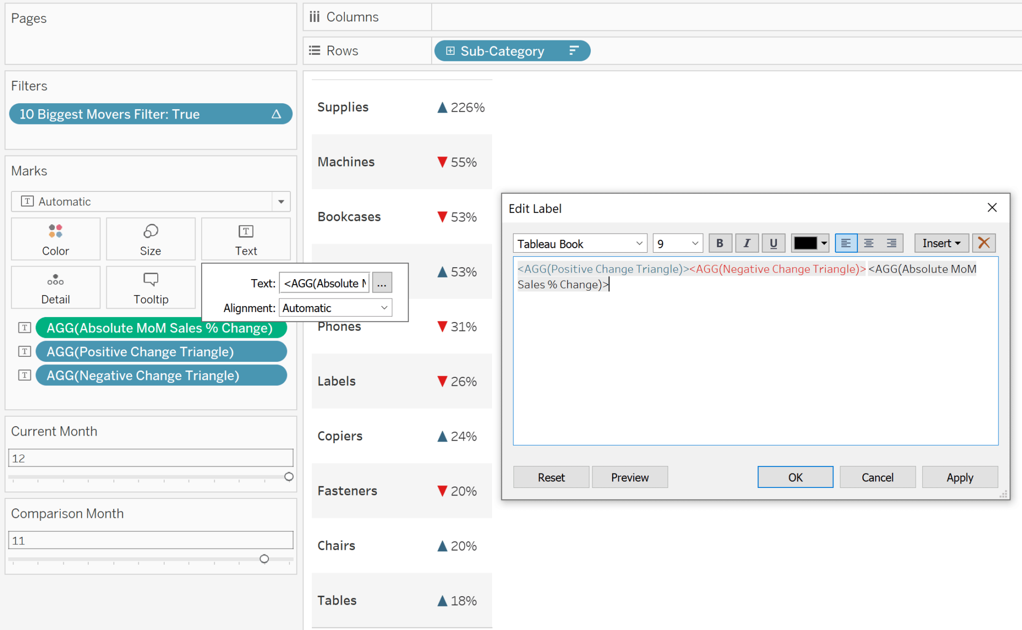 How to Make a Biggest Movers Chart in Tableau
