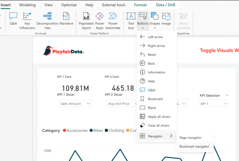 Toggle Visuals With Bookmarks in Power BI
