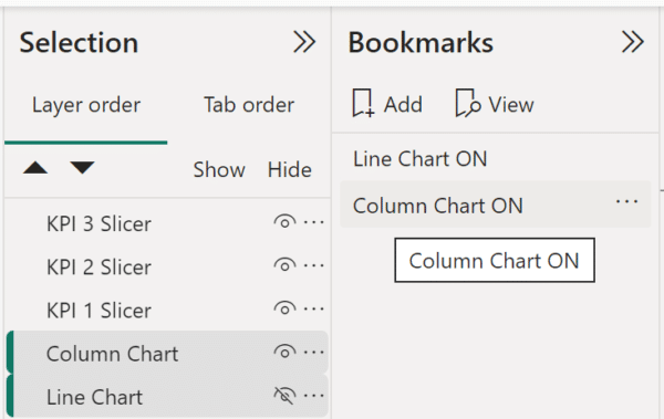 Toggle Visuals With Bookmarks in Power BI
